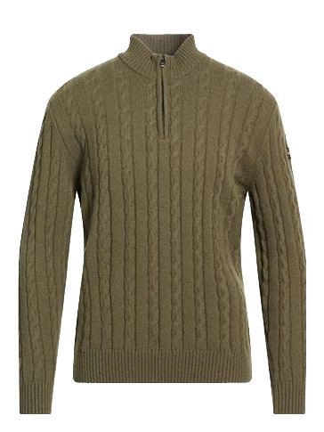 Paul & Shark Military Wool & Nylon Cable Knit Quarter-zip Sweater - Green