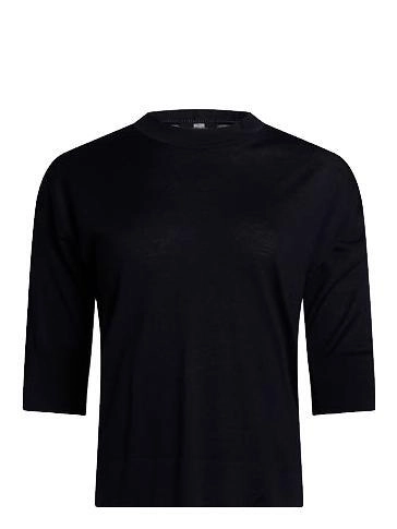 Alpha Studio Merino Wool 3/4 Sleeve Sweater - Black