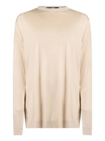 Alpha Studio Silk & Cashmere Crewneck Sweater - Beige