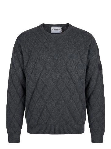Iceberg Quilted Crewneck Sweater In Polyamide, Viscose, Wool, And Cashmere - Grey