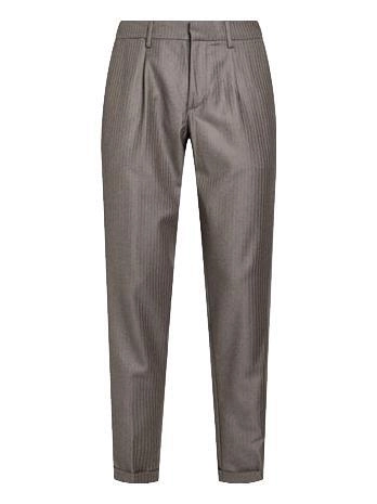 CRUNA Virgin Wool Herringbone Tailored Pants - Grey