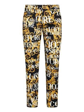 Versace Printed Cotton Blend Pants - Black