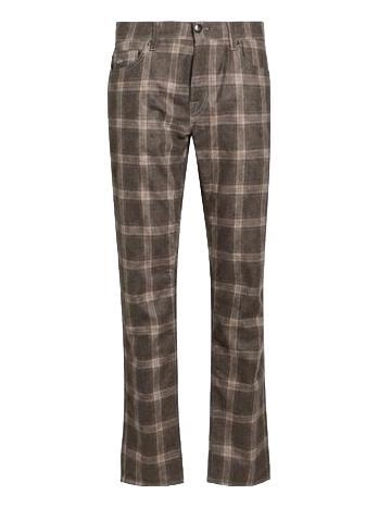 TRAMAROSSA Chocolate Virgin Wool Checked Pants - Brown