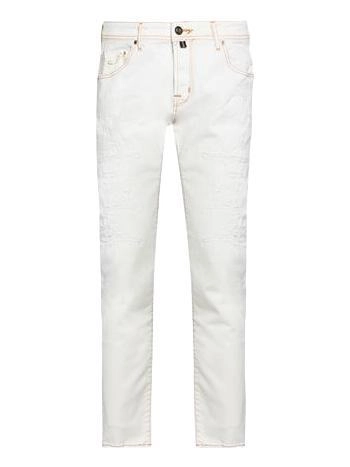 JACOB COHЁN Cotton Elastane Tapered Jeans - White