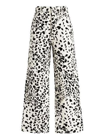 DES_PHEMMES High Waisted Wide Leg Jeans With Animal Print - White