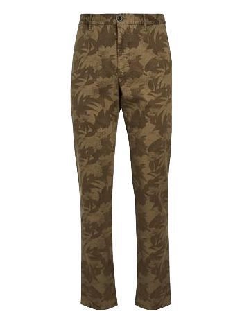 Incotex Military Cotton Stretch Twill Floral Print Casual Pants - Green