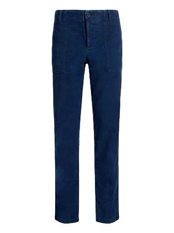 JACOB COHЁN Cotton Blend High Waisted Straight Leg Trousers - Navy