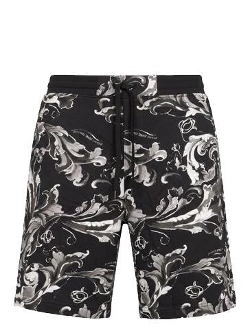 Versace Floral Print Cotton Bermuda Shorts - Black