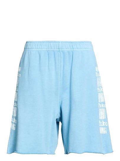 Pinko Sky Cotton Terry Shorts With Logo Print - Blue