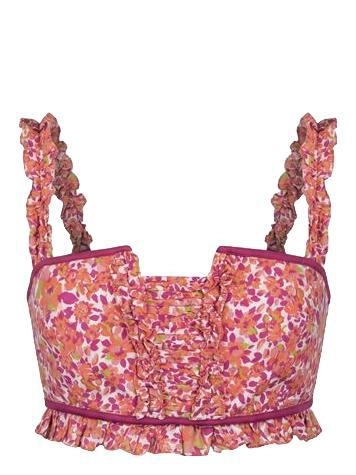 Poupette St Barth Viscose Floral Print Crop Top - Pink