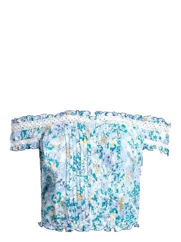 Poupette St Barth Off-the-shoulder Floral Print Gauze Top - Blue