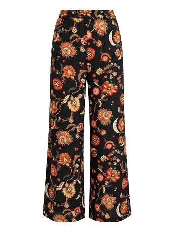 Momoni Floral Print Silk Wide-leg Pants - Black
