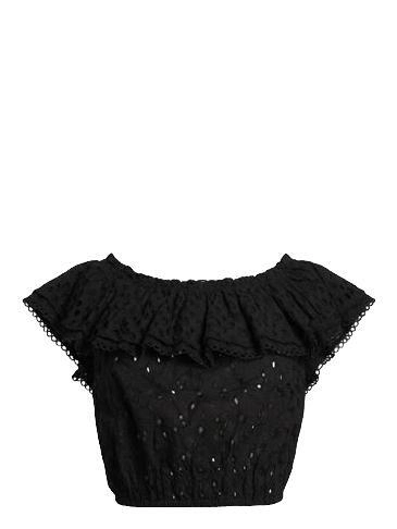 Poupette St Barth Off-the-shoulder Broderie Anglaise Cotton Top - Black