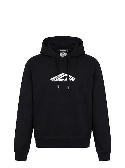 Dsquared2 Cotton & Polyester Blend Hooded Sweatshirt With Graphic Print - Black