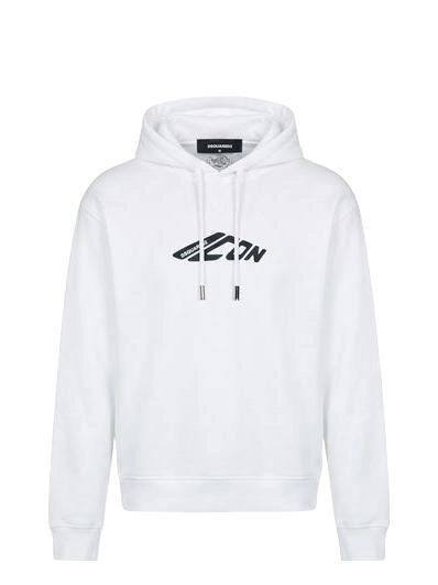 Dsquared2 Cotton Polyester Hooded Sweatshirt - White