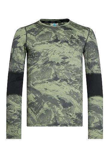 ODLO Recycled Polyester And Elastane Long Sleeve Crewneck T-shirt - Green
