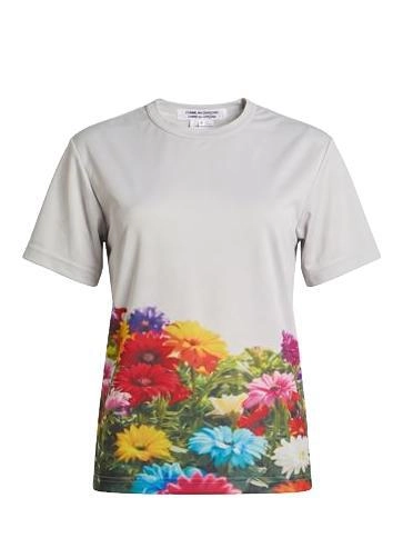 Comme Des Garçons Polyester Floral Print T-shirt - Grey