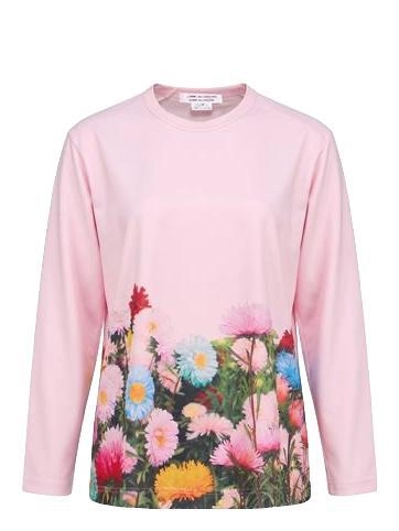 Comme Des Garçons Floral Print Long Sleeve T-shirt - Pink