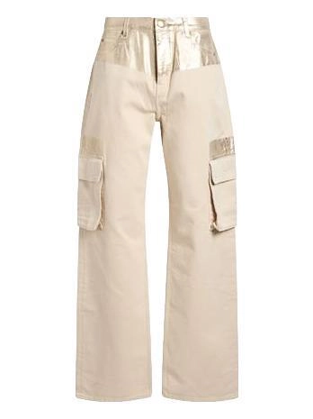 Pinko Cotton Cargo Jeans With Metallic Accents - Beige