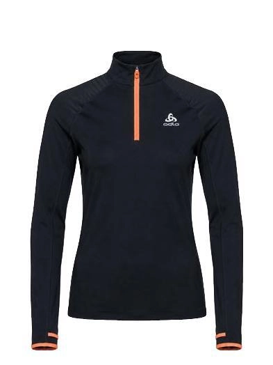 ODLO Base Layer Long Sleeve Half-zip Performance Top With Thumbhole Cuffs - Charcoal
