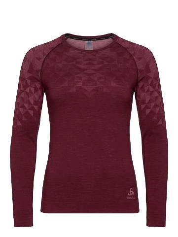 ODLO Merino Wool Blend Long Sleeve Base Layer Top - Plum