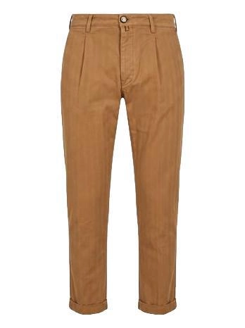 JACOB COHЁN Tailored Cotton Stretch Herringbone Pants - Beige