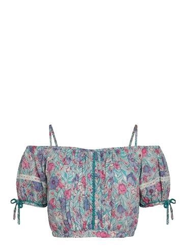 Poupette St Barth Sky Viscose Floral Print Off-the-shoulder Top - Blue
