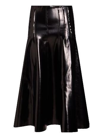 Norma Kamali Polyurethane Midi Skirt - Black