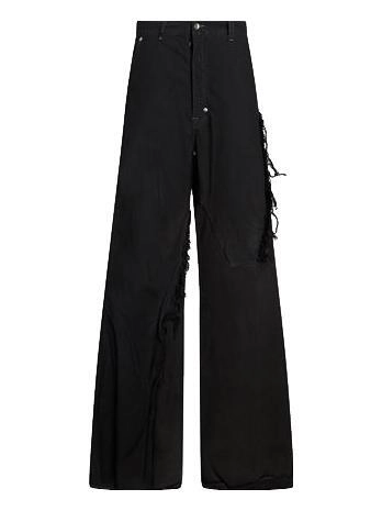 Rick Owens Cotton Pants With Fringes - Black