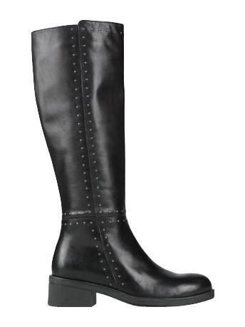 TOSCA BLU Leather Studded Knee High Boots - Black