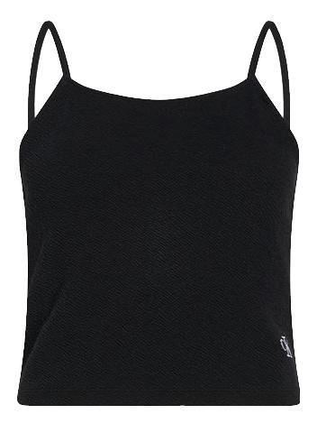 Calvin Klein Cropped Jersey Top With Embroidered Logo - Black