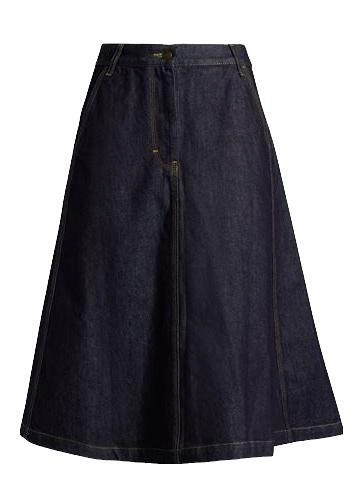 KAOS Flared Denim Skirt - Blue