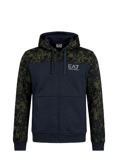 Emporio Armani Full Zip Camouflage Hoodie - Blue