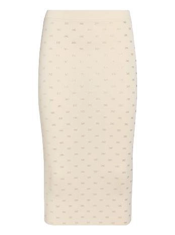 Elisabetta Franchi Cream Viscose And Polyamide Midi Skirt - White