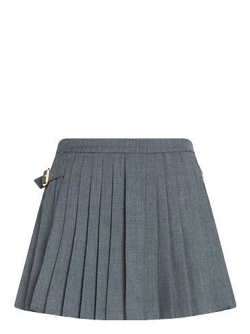 Sandro Pleated Flannel Skirt With Strap Detailing - Grey