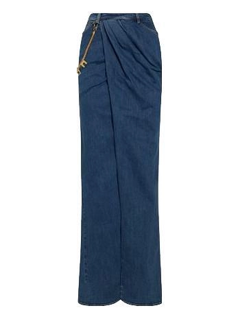 Elisabetta Franchi Flared Denim Skirt With Charm Detail - Blue