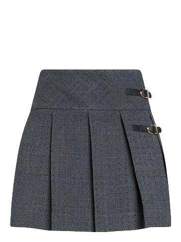 Sandro Pleated Glen Plaid Mini Skirt With Crystal Embellishments - Grey