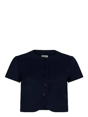 Sandro Cropped Crewneck Short Sleeve Top - Navy