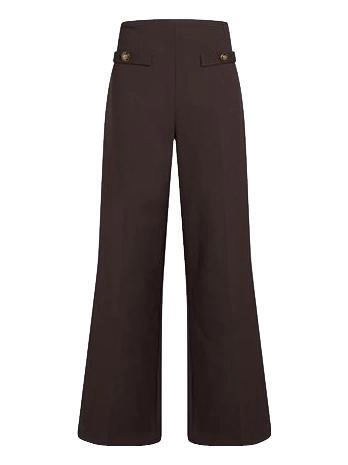 Sandro Wide-leg Gabardine Pants With Button Embellishment - Brown