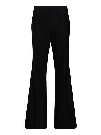 Sandro Wool Blend Wide-leg Pants With Satin Trim - Black