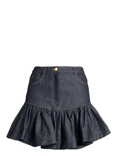 Sandro Flared Tiered Denim Skirt - Blue
