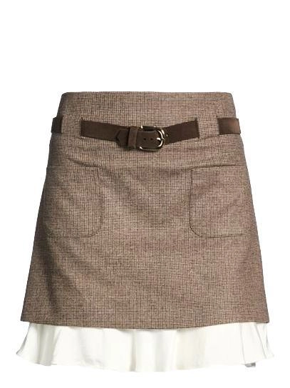 Sandro Virgin Wool Blend Houndstooth Pencil Skirt - Brown