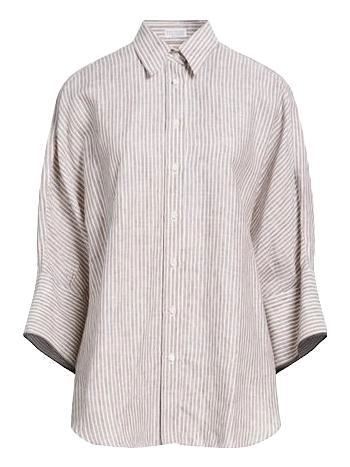Brunello Cucinelli Striped Linen Shirt - Beige