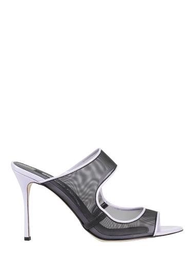 SERGIO ROSSI Leather And Textile Mesh Sandals - Lilac