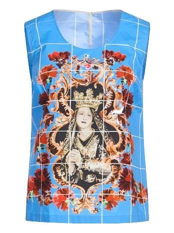 Dolce & Gabbana Sleeveless Crewneck Cotton Top - Blue