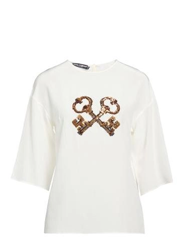 Dolce & Gabbana Crepe T-shirt With Sequin Appliqu - White