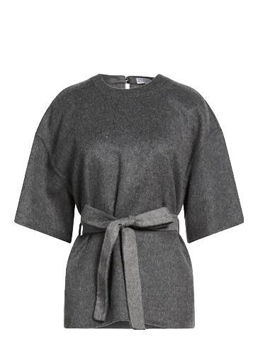 Brunello Cucinelli Virgin Wool Belted Top - Grey