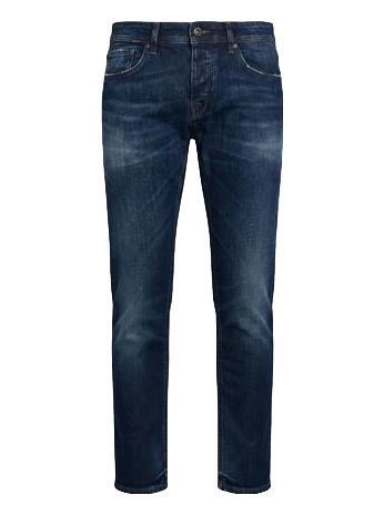 B-USED Tapered Cotton Jeans With Elastane - Blue