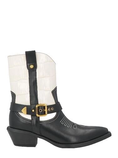 Pinko Calfskin Cowboy Ankle Boots - Black