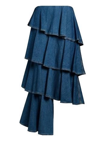 Alaïa Tiered Denim Skirt - Blue